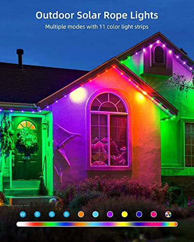 LOGUIDE Solar Rope Lights 33ft 11 Colors Changing Outdoor 100 LED Remote Twinkle Rope Tube Fairy Lights Rope Tube Lights Christmas Wedding Party Yard Waterproof(Rope Lights Multicolor)