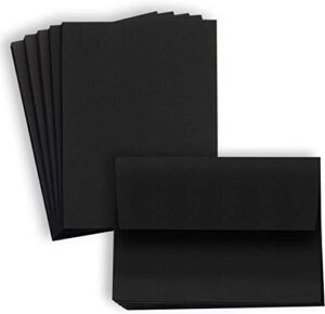 hamilco card stock blank cards and envelopes - flat 5x7 black cardstock paper 50 pack