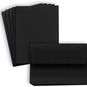 Hamilco Card Stock Blank Cards and Envelopes - Flat 5x7 Black Cardstock Paper 50 Pack