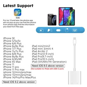 SUNTRSI USB Camera Adapter, USB Female OTG Adapter for iPhone iPad, Portable USB Adapter for iPhone with Charging Port, No Application, Plug and Play