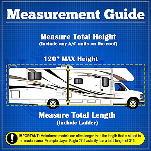 North East Harbor Waterproof Durable Tear-Resistant RV Motorhome Fifth Wheel Cover Covers Class A B C Fits Length 26'-30' Feet New Travel Trailer Camper with Zippered Panels