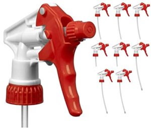 8 pcs spray bottle nozzles- chemical resistant industrial spray bottle nozzle replacement head- leak proof, low fatigue, wide usage, heavy duty trigger spray nozzle for bottles 16oz, 24oz & 32oz