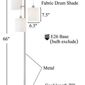 WOXXX Industrial Floor Lamp with White Fabric Shade Rustic Farmhouse Standing Lamp Modern Tree Floor Lamps for Living Room Bedrooms Office, Room Lamp Tall Lamps Corner Lamp Chrome（Bulbs Exclude）