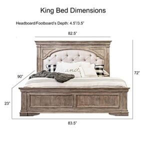 Steve Silver Highland Park Driftwood Gray Wood Upholstered Panel King Bed