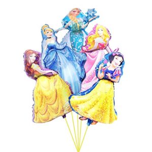 5 pcs disney princess balloons, disney-themed party supplies, kids birthday party decorations.