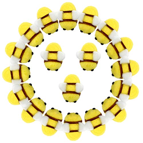 20 Pcs Wool Felt Bumble Bee Craft Decor Ball for Christmas Clothing Tent Hat Decoration DIY and Handmade Crafts