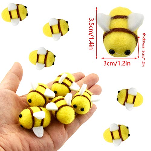 20 Pcs Wool Felt Bumble Bee Craft Decor Ball for Christmas Clothing Tent Hat Decoration DIY and Handmade Crafts