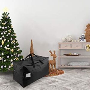 AMJ Christmas Decorations Storage Container Bag | Holds Xmas Trees, Lights, Balls etc, Unzippered Top Three Side Open Bag, Black