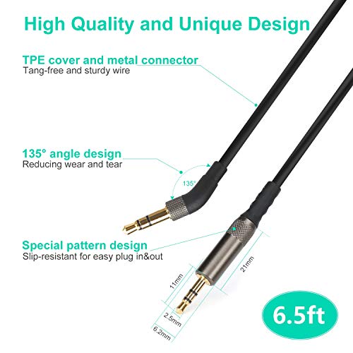 Mr Rex 6.5 Feet 3.5mm to 2.5mm Male Headphone Replacement Cable, Upgrade Audio Aux Cord Wire Compatible for Bose 700 QC45 QC35II QC35 QC25 Headsets/JBL and iPhone Galaxy Xiaomi Redmi Smartphones