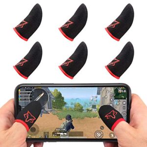 mobile game controller finger sleeve sets [6 pcs],anti-sweat breathable touchscreen finger sleeve for mobile phone games for pubg/mobile legends/knives out(black red)