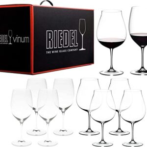 Riedel VINUM Pay 6 Get 8 Mixed Red Varietal Set 4 Cabernet/Merlot and 4 New World Pinot Noir