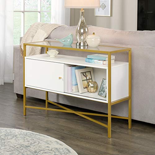 Sauder Harper Heights Accent Table, L: 43.31" x W: 13.78" x H: 29.53", White Plank Finish