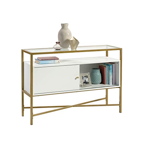 Sauder Harper Heights Accent Table, L: 43.31" x W: 13.78" x H: 29.53", White Plank Finish