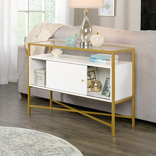 Sauder Harper Heights Accent Table, L: 43.31" x W: 13.78" x H: 29.53", White Plank Finish