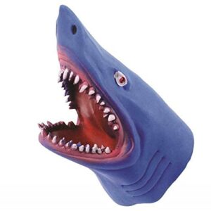 novelty treasures blue stretchy soft shark hand puppet