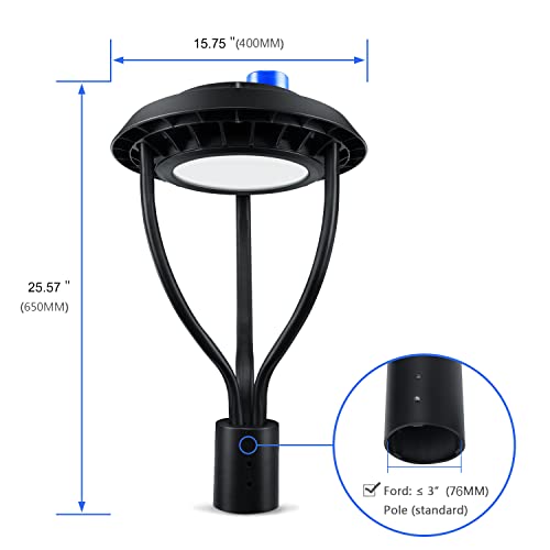 Led Post Top Light 150W with Photocell DLC ETL Listed 21,000Lm Outdoor Post Top LED Circular Area Pole Light [500W Equivalent] 5000K Daylight IP65 Waterproof Post Top Lamp for Garden Yard Street