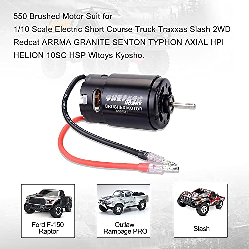 RC Car Motor 550 12T Brushed Motor for RC 1/10 Short-Course Truck for Traxxas Slash 2WD/4WD Redcat Arrma VKAR 10SC HPI HoBao HuanQi 727 HSP Wltoys Kyosho