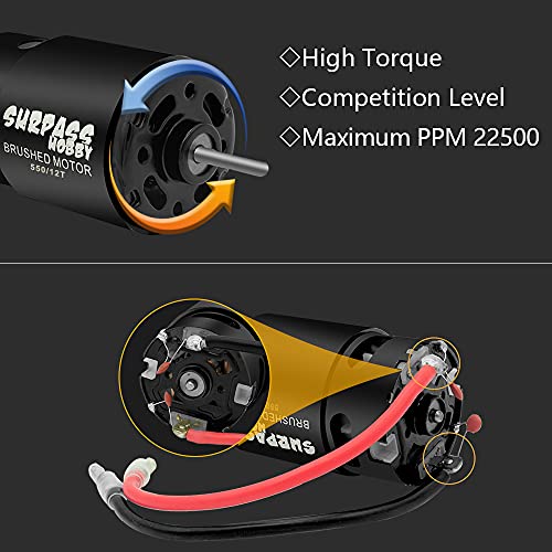 RC Car Motor 550 12T Brushed Motor for RC 1/10 Short-Course Truck for Traxxas Slash 2WD/4WD Redcat Arrma VKAR 10SC HPI HoBao HuanQi 727 HSP Wltoys Kyosho