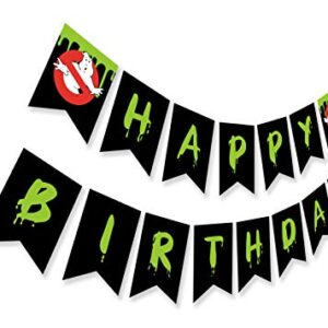 Ghost Busters Inspired Happy Birthday Banner, Horror Theme Bday Party Sign, Ghostbusters Halloween Bunting Decoration