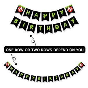 Ghost Busters Inspired Happy Birthday Banner, Horror Theme Bday Party Sign, Ghostbusters Halloween Bunting Decoration