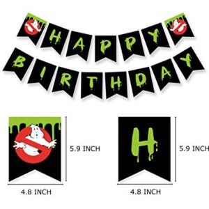 Ghost Busters Inspired Happy Birthday Banner, Horror Theme Bday Party Sign, Ghostbusters Halloween Bunting Decoration