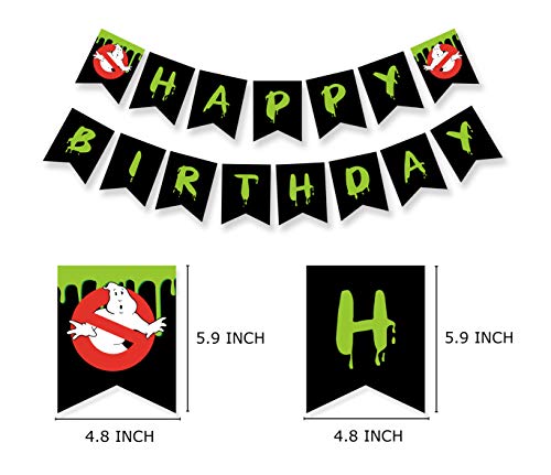 Ghost Busters Inspired Happy Birthday Banner, Horror Theme Bday Party Sign, Ghostbusters Halloween Bunting Decoration