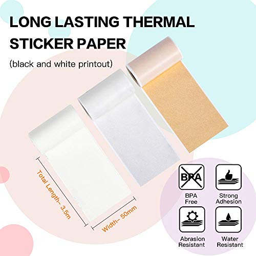 Phomemo M02 Mini Bluetooth Thermal Pocket Printer with 3 Rolls Adhesive White/Gold/Silver Glitter Sticker Paper, Compatible with iOS + Android for Plan Journal, Study Notes, DIY, Work, Gift