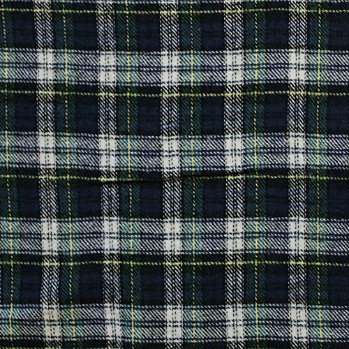 Yarn Dyed Flannel Plaid Green, Navy, & White Plaid (15 Yard Bolt)