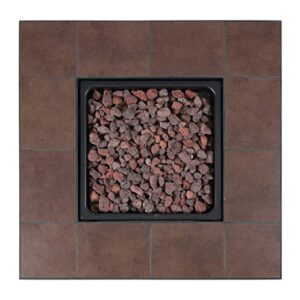 Endless Summer, The Vanderbilt, Square 28" Outdoor Propane Fire Pit with Handcrafted Ceramic Tile Mantel and Lava Rock