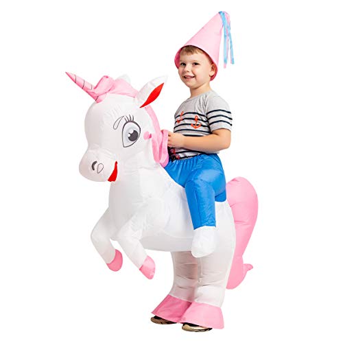 GOOSH Inflatable Unicorn Costume for Kids Halloween Costumes Boys Girls 55IN Funny Blow up Costume for Halloween Party Cosplay