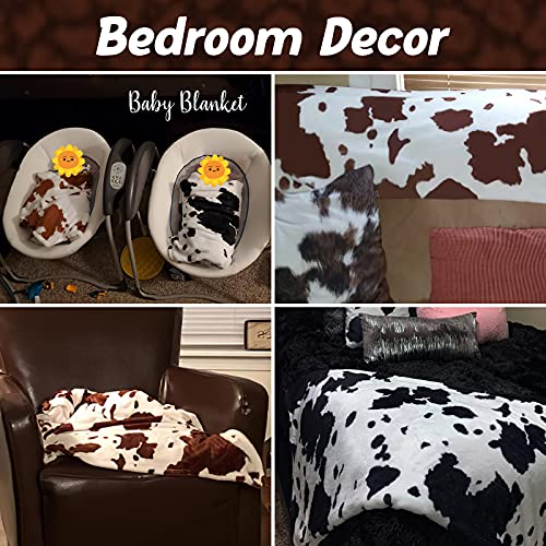 KING DARE Cow Print Blanket Soft Cozy Fleece Flannel Cow Blanket for Couch Bed Plush Autumn Lightweight Sofa Throws for Adults Black and White Cowhide Bedroom Decor (50 x 60 in)