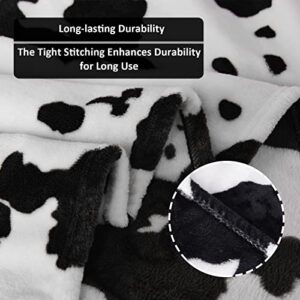 KING DARE Cow Print Blanket Soft Cozy Fleece Flannel Cow Blanket for Couch Bed Plush Autumn Lightweight Sofa Throws for Adults Black and White Cowhide Bedroom Decor (50 x 60 in)