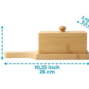 Bamboo Butter Dish w/ Lid – Large Butter Holder Made of Eco-Friendly, Food Grade Bamboo – Holds up to 4oz of Your Favorite Butter – Ideal Butter Keeper for Storage and Serving – Easy to Use