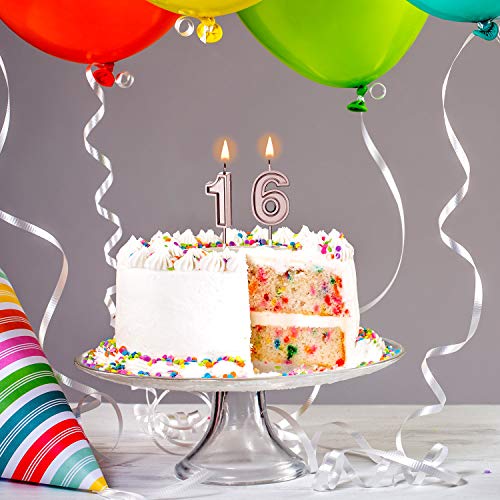 Syhood 16th Birthday Candles Cake Numeral Candles Happy Birthday Cake Candles Topper Decoration for Birthday Wedding Anniversary Celebration Supplies (Rose Gold)