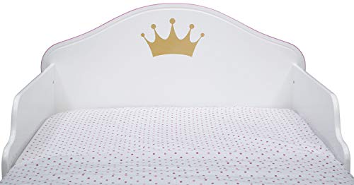 Delta Children Princess Crown Wood Toddler Bed - Greenguard Gold Certified, White/Pink