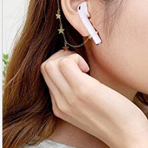 Creative Earphone Earring Strap String Rope Wirreless Headset Holder Anti-Lost for Airpods 1 2 Earbuds Ear Hook Accessories (Silver)