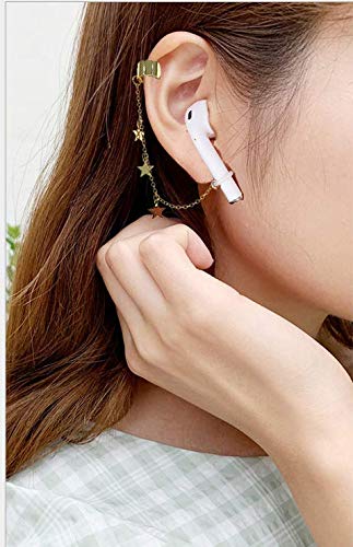 Creative Earphone Earring Strap String Rope Wirreless Headset Holder Anti-Lost for Airpods 1 2 Earbuds Ear Hook Accessories (Silver)