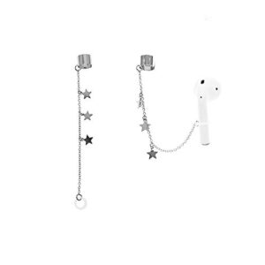 Creative Earphone Earring Strap String Rope Wirreless Headset Holder Anti-Lost for Airpods 1 2 Earbuds Ear Hook Accessories (Silver)