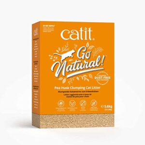 catit go natural pea husk clumping cat litter 14.8 lb, natural