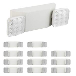 spectsun 12 pack led emergency lighting fixture with 2 led heads and hardwired adjustable white color commercial emergency lights with battery backup for power failure