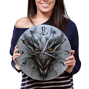 Wall Clock Dragon Wall Art Fantasy Scenery Modern Wall Clock Mythology Monster Dragon Head Silent Clock Wall Watch Home Art Interior Decor 12 inch Round Clock