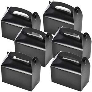 artcreativity black treat boxes for candy, cookies and party favors - pack of 12 cookie boxes, cute cardboard boxes with handles for birthday party favors, holiday goodies