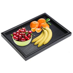 solid wood serving tray rectangle shape handmade multi purpose for tea coffee snack food fruit water tea coffee juice breakfast kitchen decor 10 x 7.2 x 0.8 inch