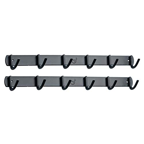 Wall Mounted Coat Rack 12 Matte Black Hooks for Holding Coats, Hats, Towels, and More; Easy to Install with Included mounting Hardware; Made of Heavy-Duty Stainless Steel; Hooks N Holders Warranty