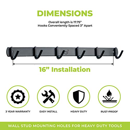 Wall Mounted Coat Rack 12 Matte Black Hooks for Holding Coats, Hats, Towels, and More; Easy to Install with Included mounting Hardware; Made of Heavy-Duty Stainless Steel; Hooks N Holders Warranty