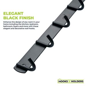 Wall Mounted Coat Rack 12 Matte Black Hooks for Holding Coats, Hats, Towels, and More; Easy to Install with Included mounting Hardware; Made of Heavy-Duty Stainless Steel; Hooks N Holders Warranty