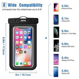 JOTO (2 Pack Universal Waterproof Pouch for iPhone 11 Pro Max, Galaxy S20 Note 10+ up to 6.9" Bundle with (2 Pack) Floating Strap