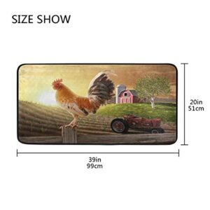 ALAZA Rooster Sunset Car Tree Non Slip Kitchen Floor Mat Kitchen Rug for Entryway Hallway Bathroom Living Room Bedroom 39 x 20 inches(1.7' x 3.3')