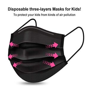 Comix Kids Face Mask, Kids Disposable Face Mask, Face Mask for Kids Boys Girls, 3 layer face mask, Pack of 50, Black