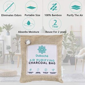 Duboché Bamboo Charcoal Bags for , 8 Pack, Natural Air Purifying Bundle with S Hooks, Moisture Absorbent Odor Eliminator for Gym Bags, Car, Shoes, Bathroom, or Pet Areas